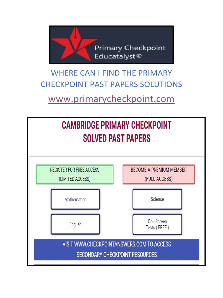 Primary Checkpoint Past Paper Solutions | PDF