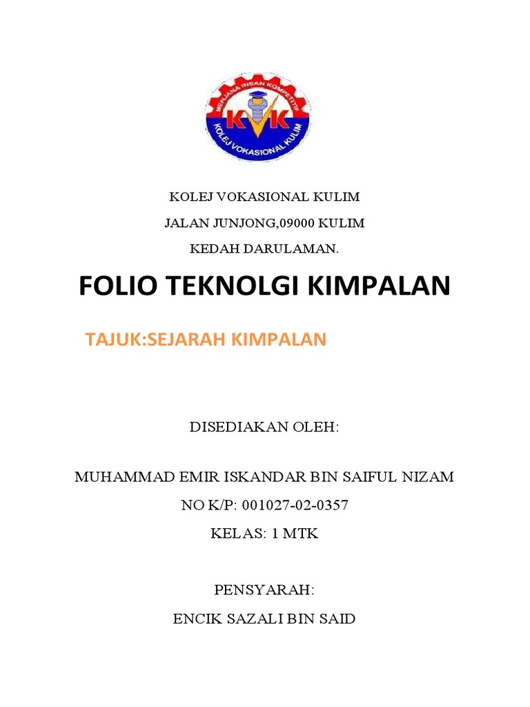 Contoh Folio Kolej - Vokasional - Kulim | PDF