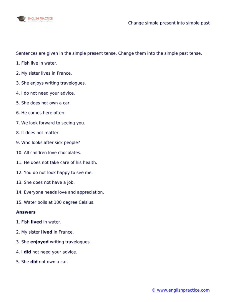 Change Simple Present Into Simple Past | PDF