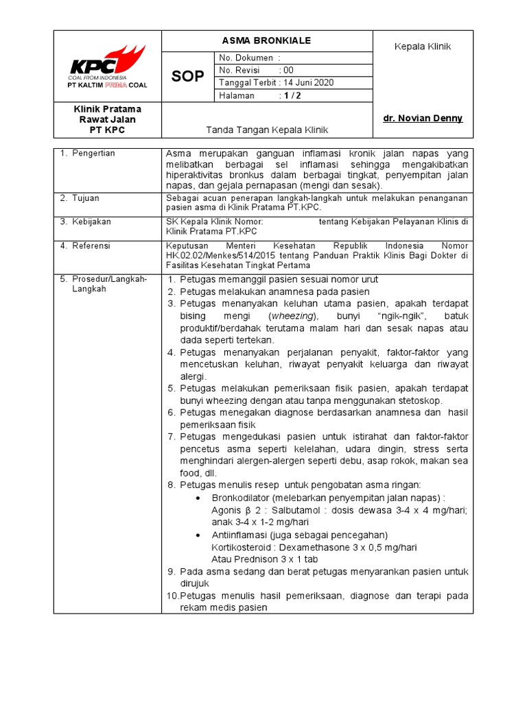 SOP Asma | PDF