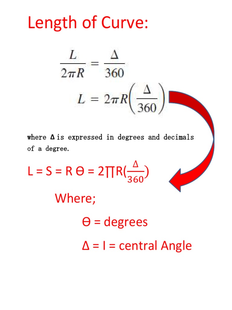 Length of Curve:: L S R Ɵ 2 R (Where Ɵ Degrees I Central Angle | PDF