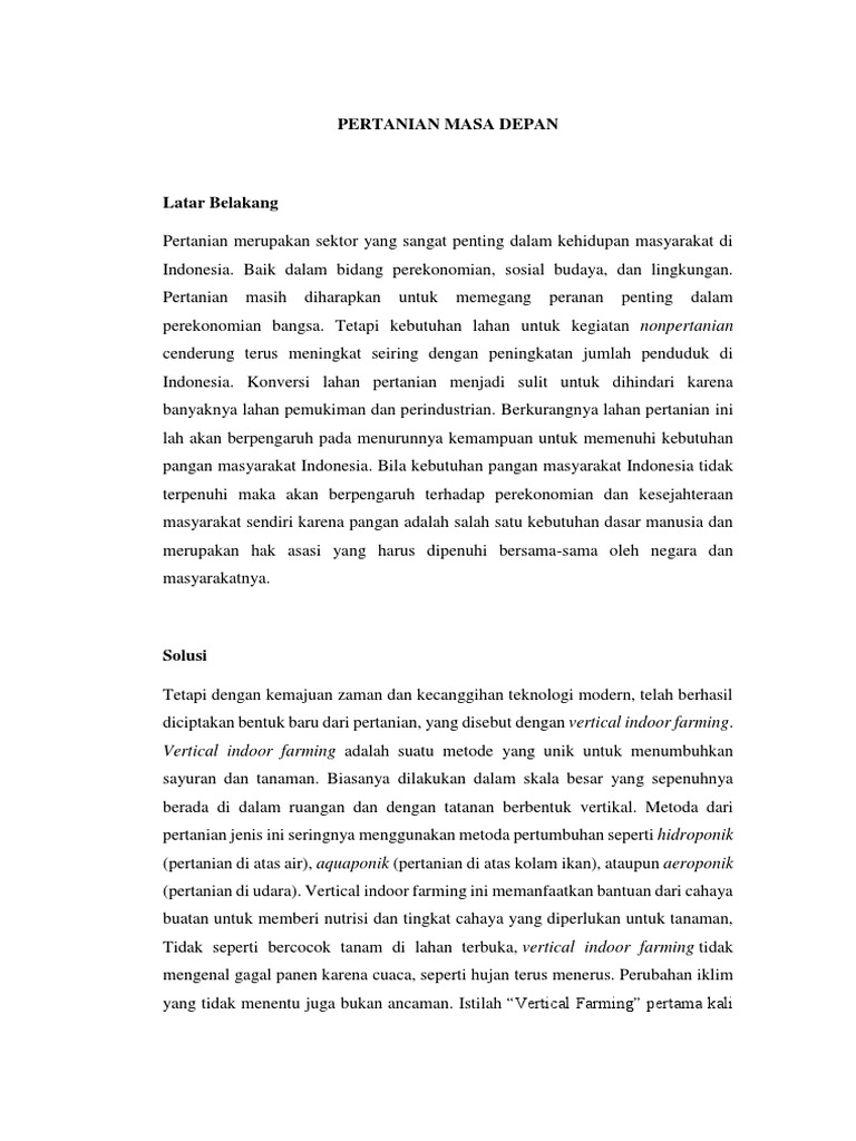 Essay Pertanian Masa Depan | PDF