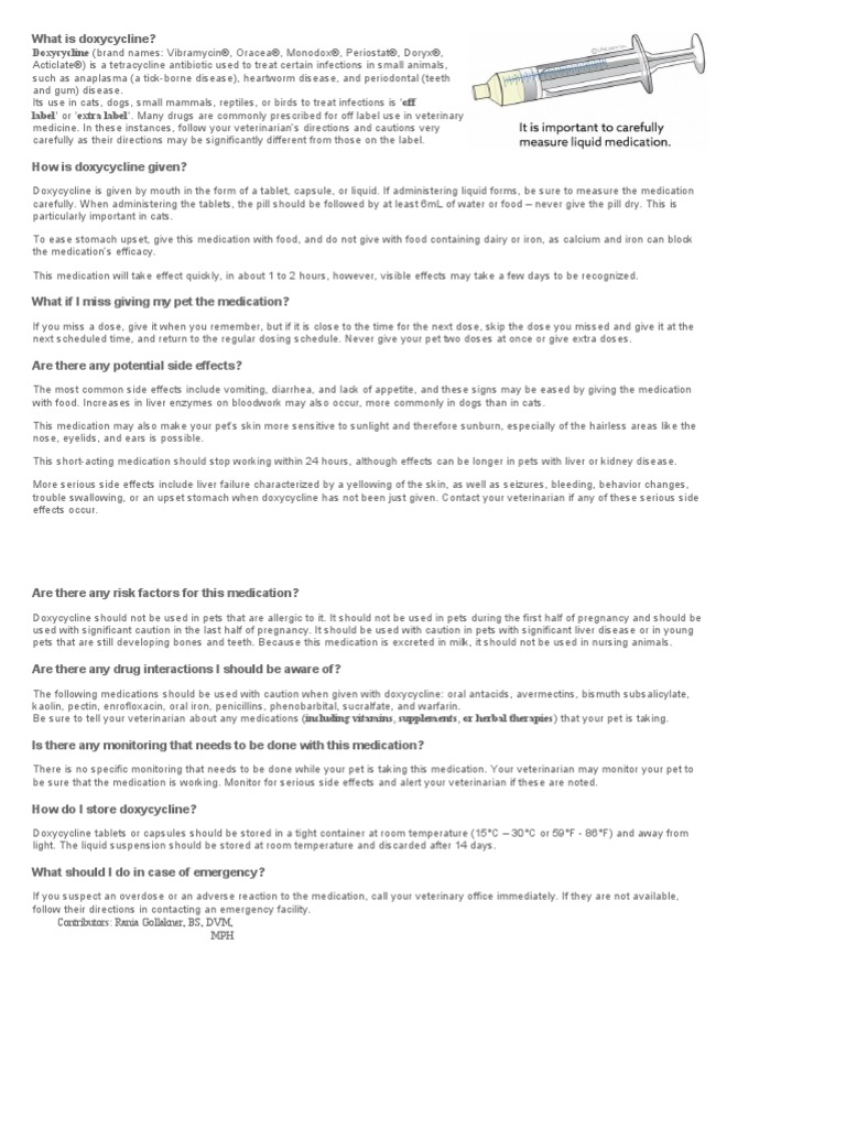 What Is Doxycycline?: Doxycycline (Brand Names: Vibramycin®, Oracea ...