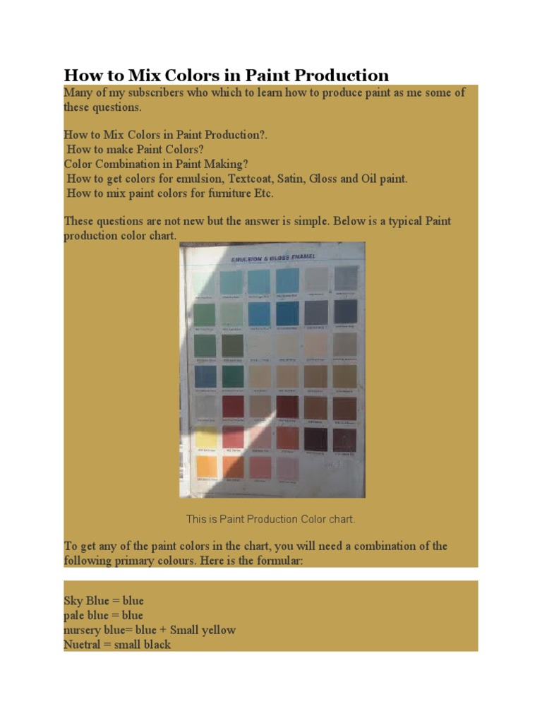 Paint Color Mixing Guide | PDF | Paint | Yellow