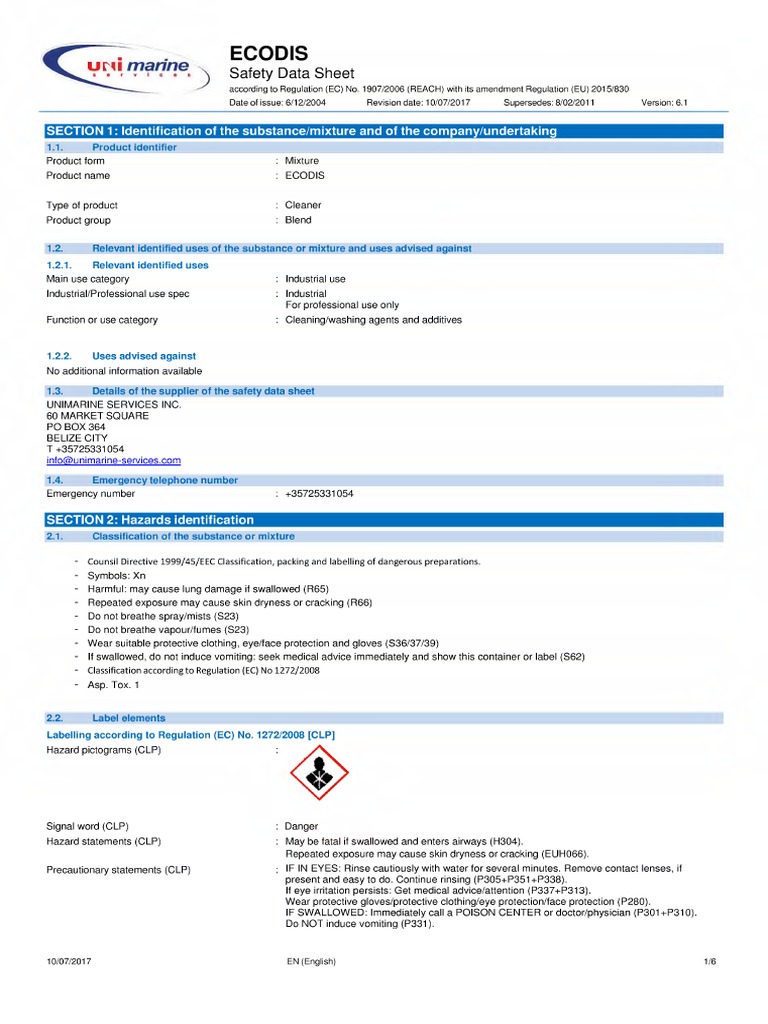 4.1 ECODIS MSDS - C | PDF