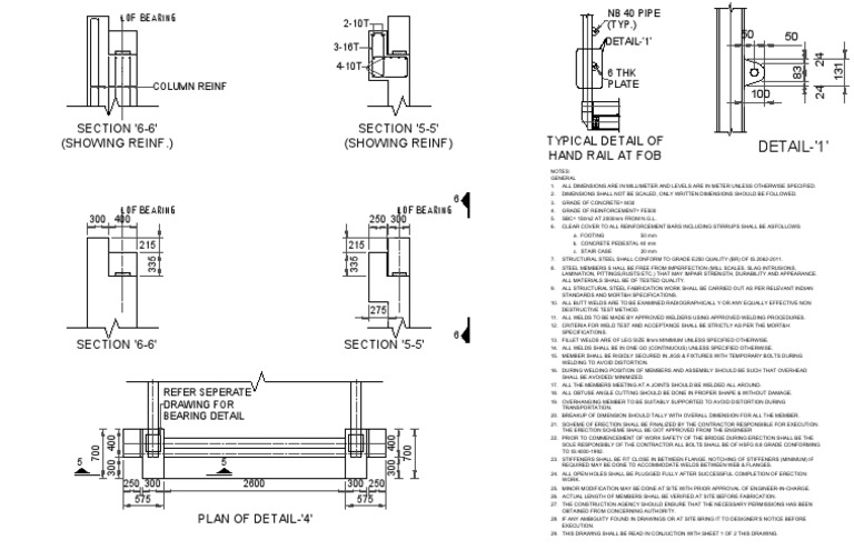 DETAIL-'1': SECTION '6-6' (Showing Reinf.) SECTION '5-5' (Showing Reinf ...