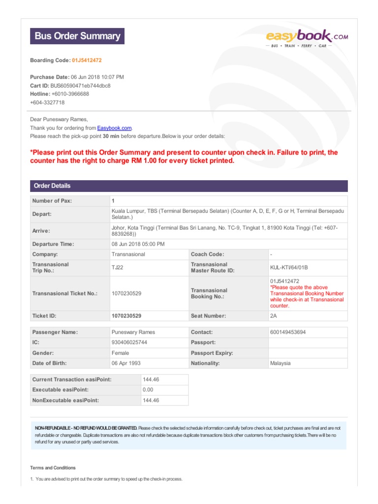 Bus Order Summary | PDF | Business