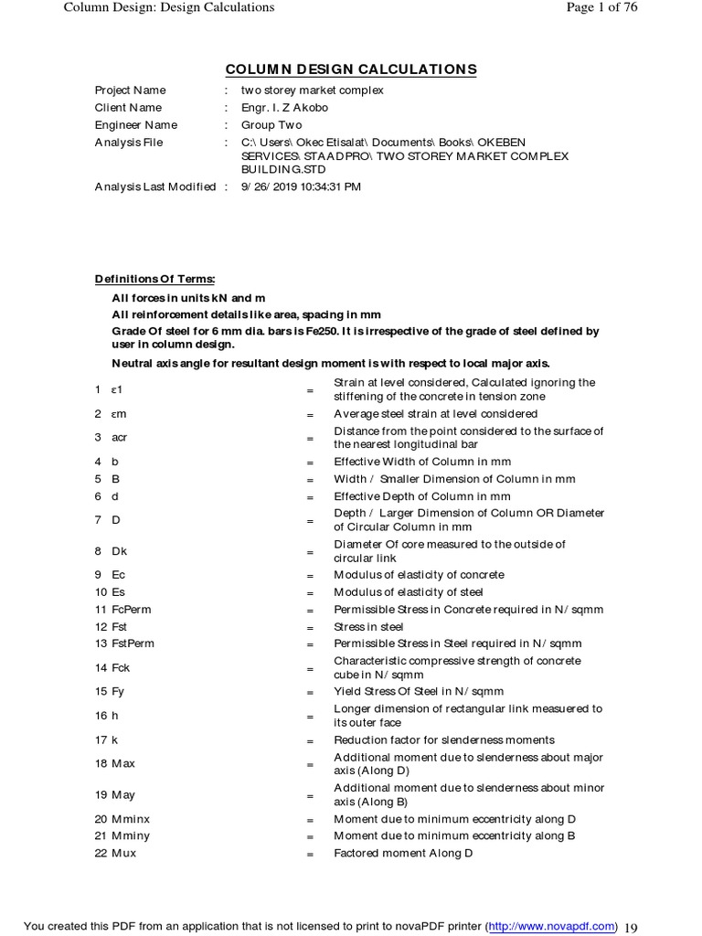 Stru Columns Design | PDF | Column | Young's Modulus