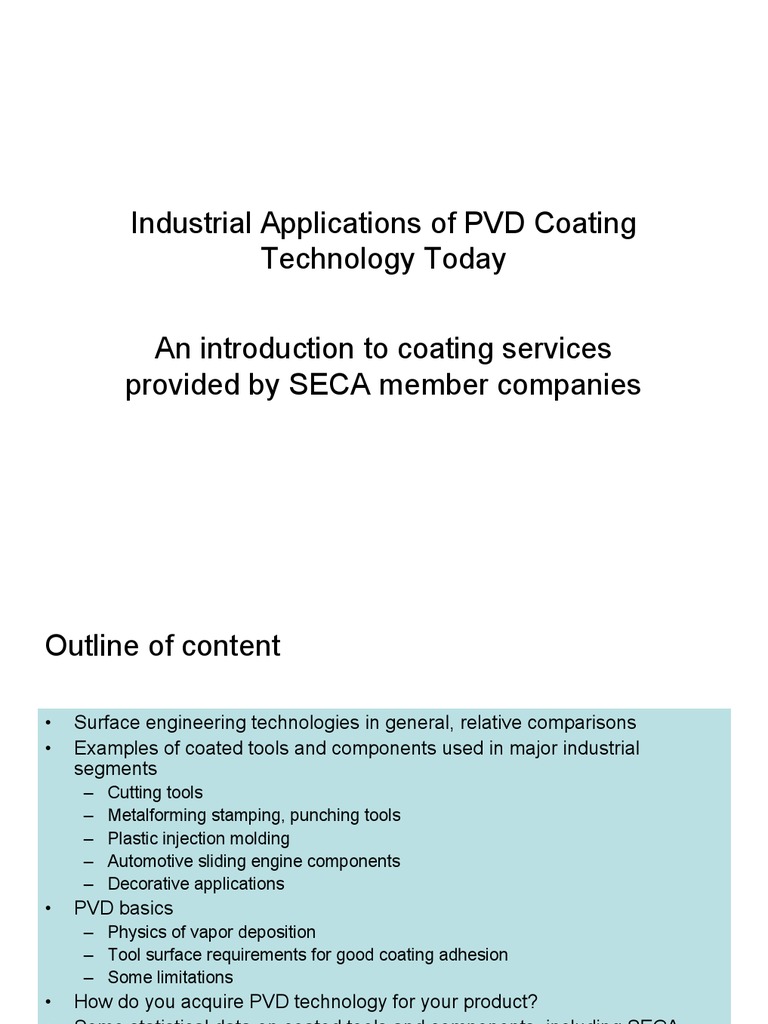 Industrial Application of CVD and PVD | PDF | Chemical Vapor Deposition ...