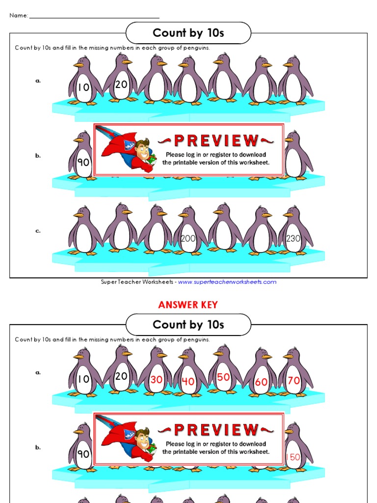 Count by 10s Worksheet for Kids | PDF