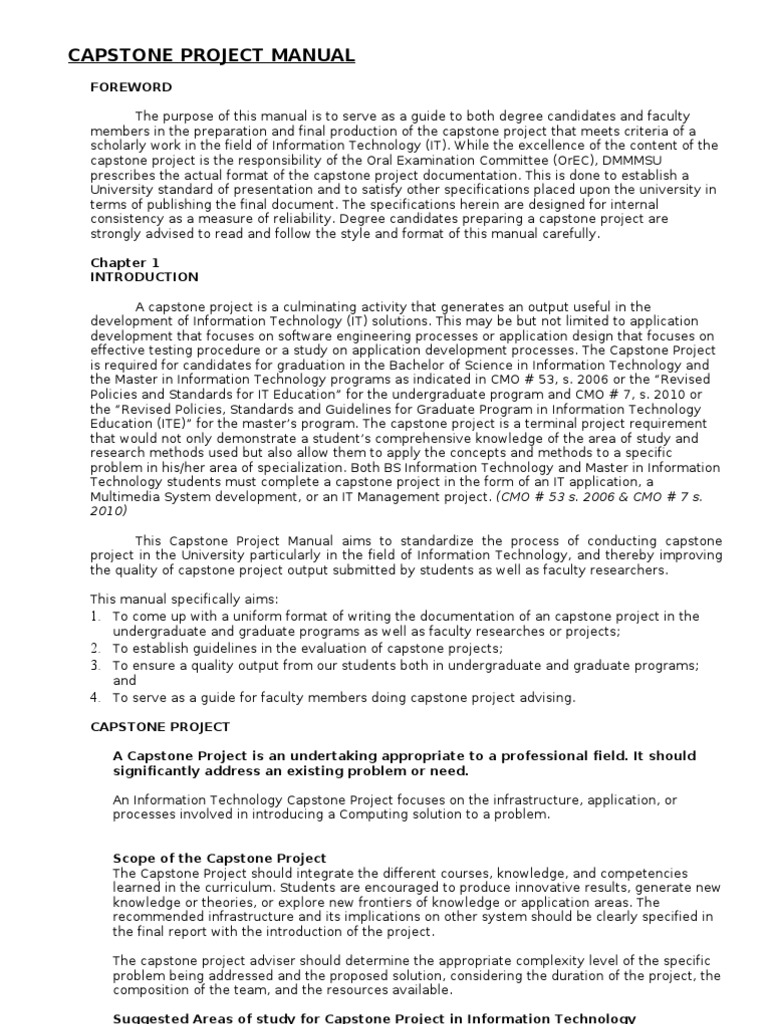 Capstone Project Manual | PDF | Graduate School | Theory