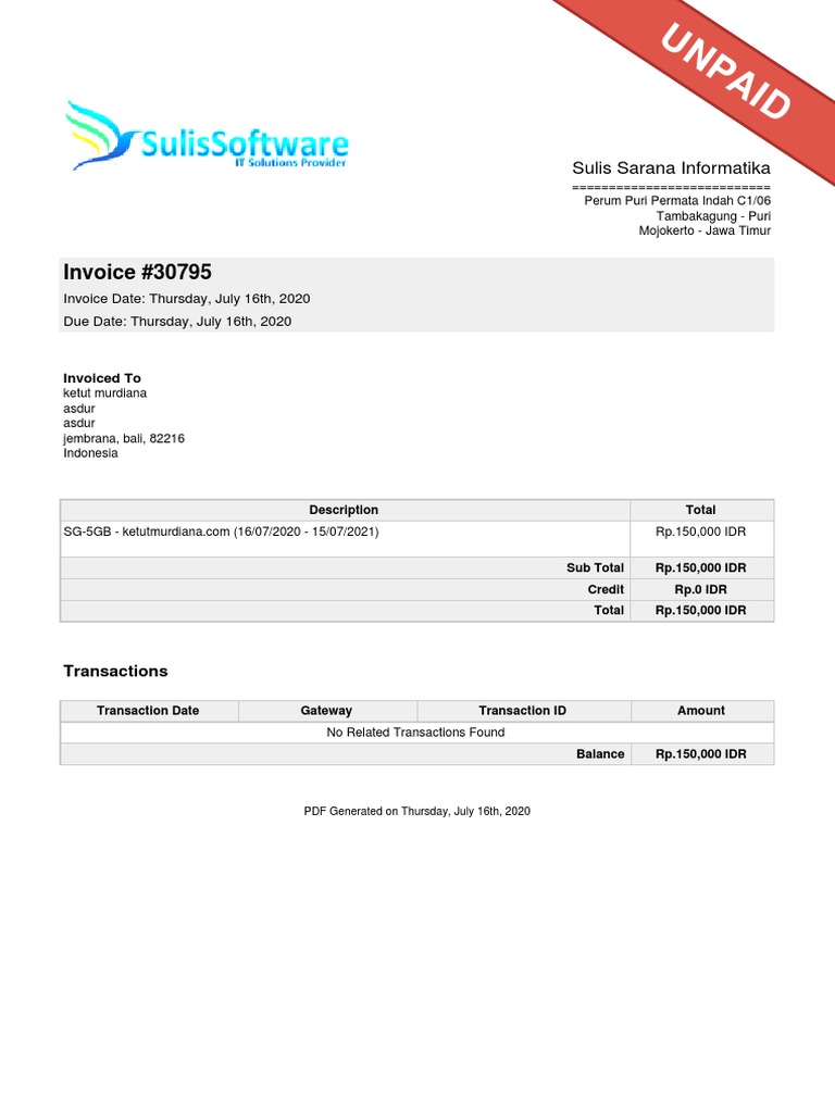 Invoice 30795 | PDF | Indonesian Rupiah | Foreign Exchange Market
