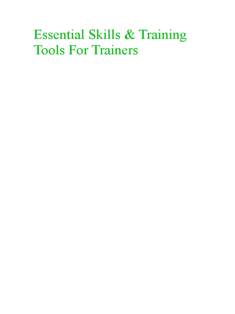 Essential Skills & Training Tools For Trainers | PDF | Social Media ...