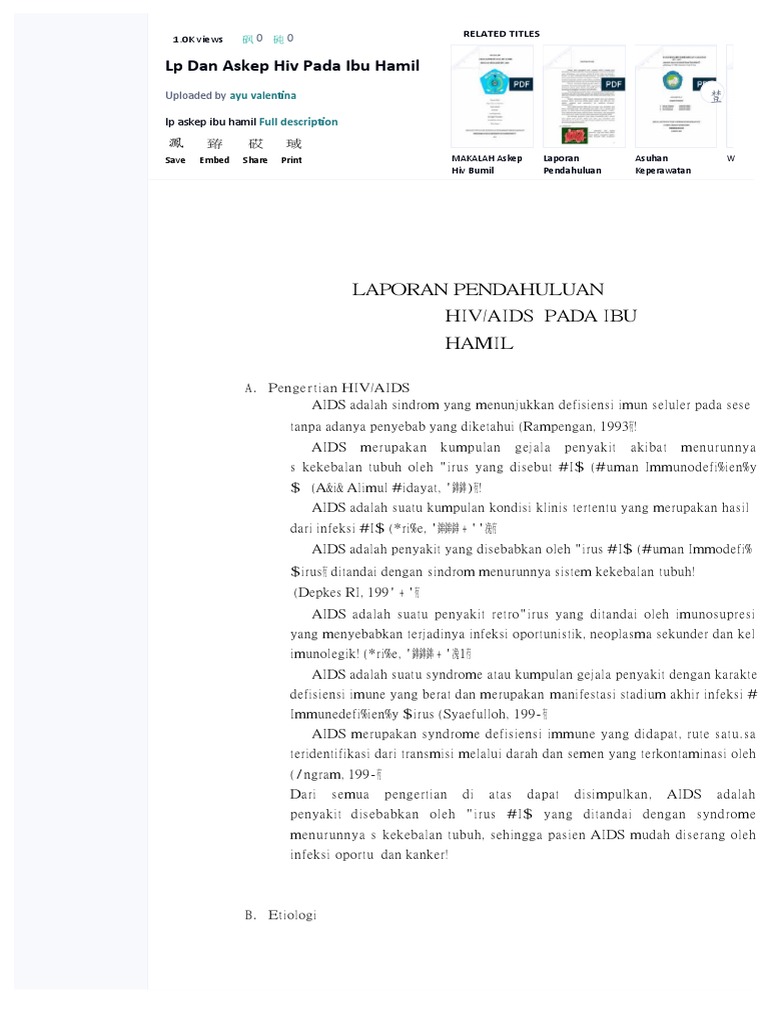 (PDF) LP Dan Askep Hiv Pada Ibu Hamil | PDF