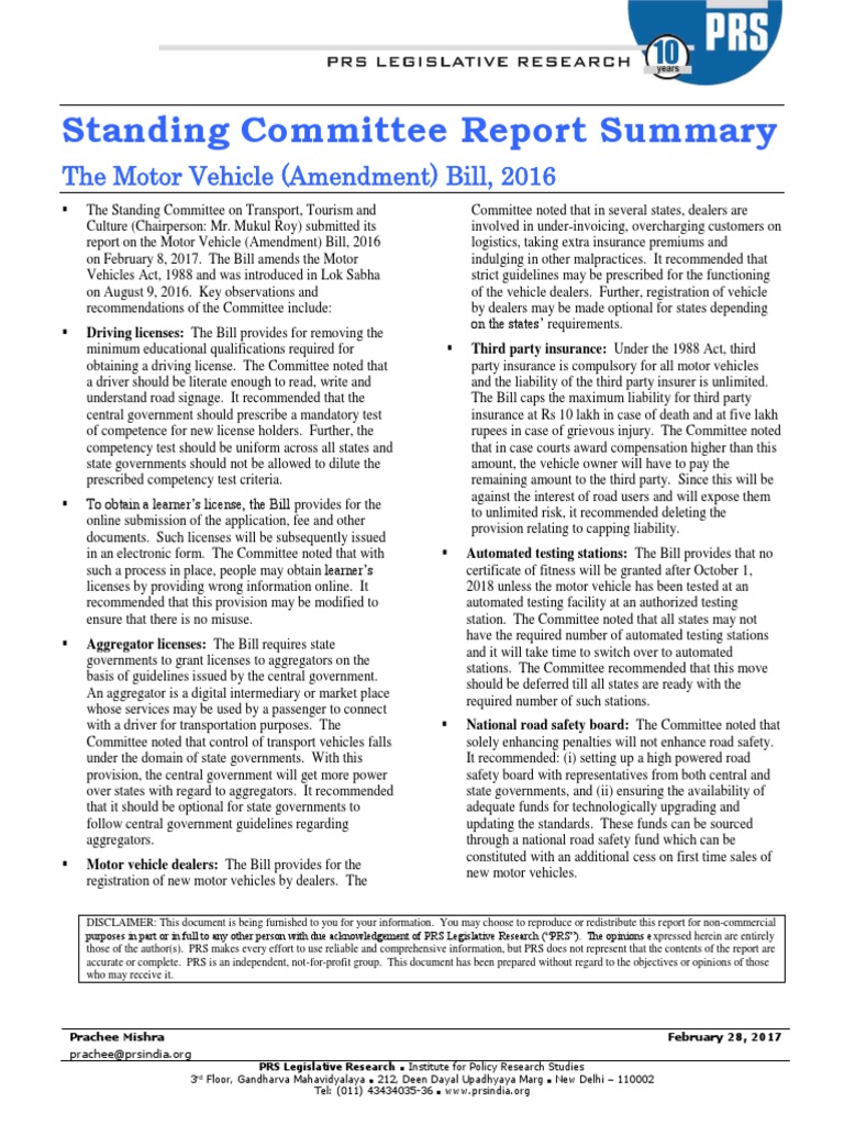 Motor Vehicle 2016 SCR Summary | PDF | Driver's License | Vehicles