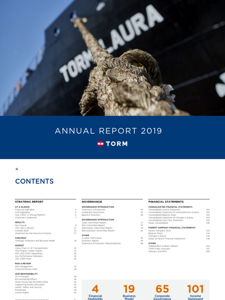 Torm Annual Report 2019.original | PDF | Oil Tanker | Financial Statement