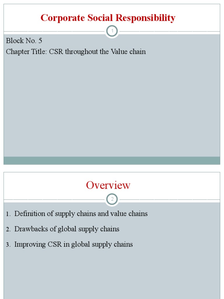 Corporate Social Responsibility: Block No. 5 Chapter Title: CSR ...