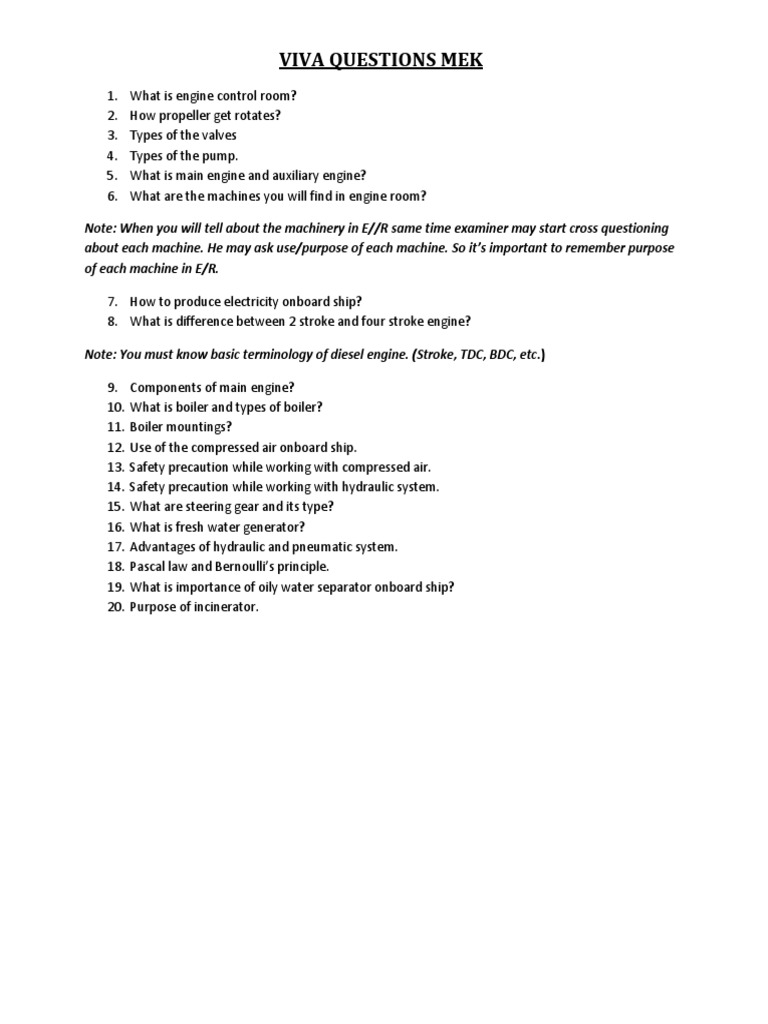 Viva Questions Mek PDF | PDF