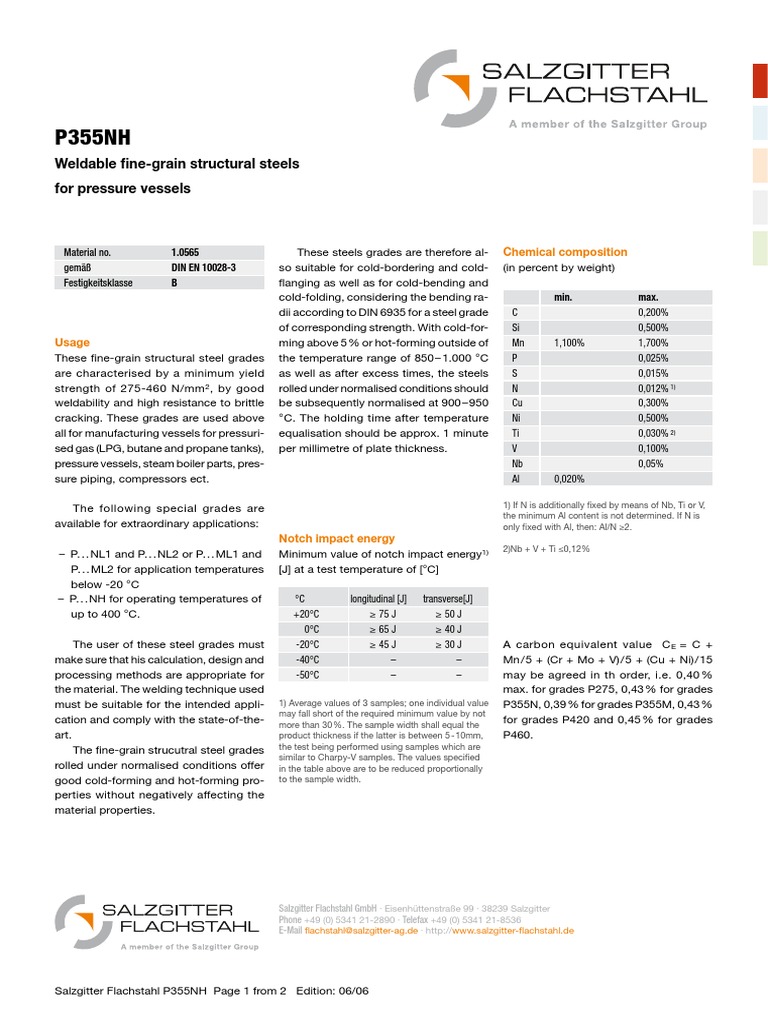 P355NH Fine-Grain Structural Steel Guide | PDF | Rolling (Metalworking ...