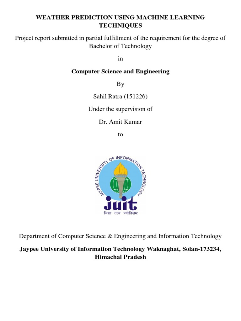 Weather Prediction Using Machine Learning Techniquess | PDF ...