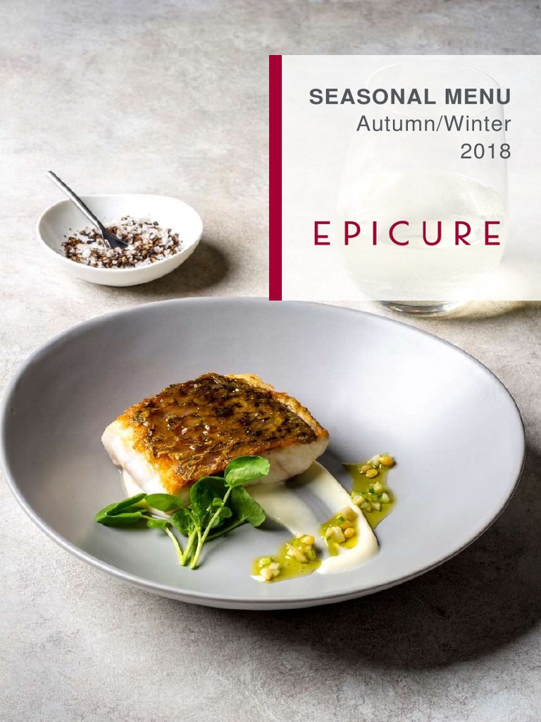 EPICURE Seasonal Dinner Menu AW 2018 | PDF | Menu | Roasting