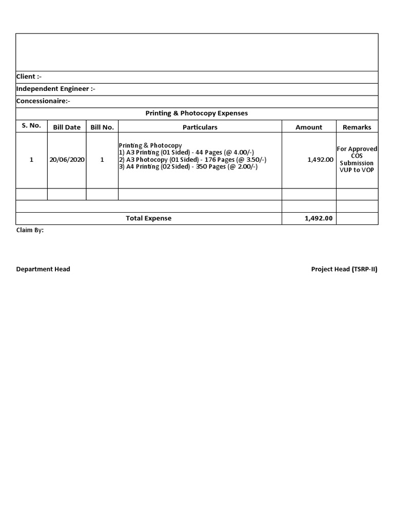 Client:-Independent Engineer: - Concessionaire: - Printing & Photocopy ...
