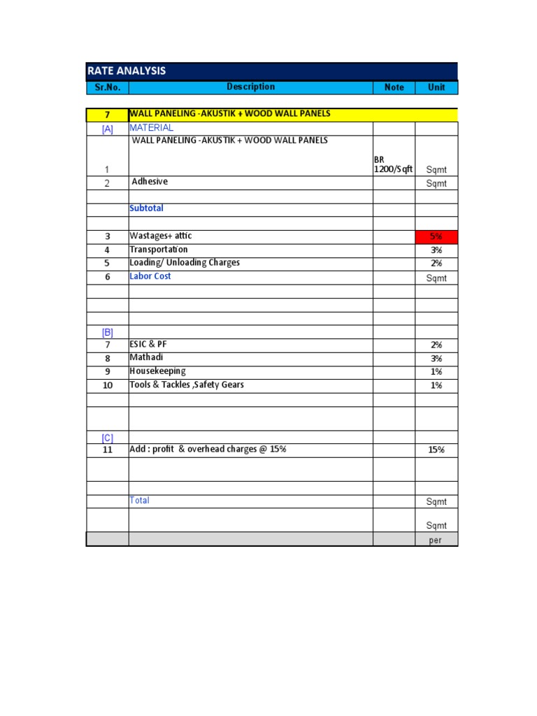 Rate Analysis: 7 Wall Paneling - Akustik + Wood Wall Panels | PDF ...