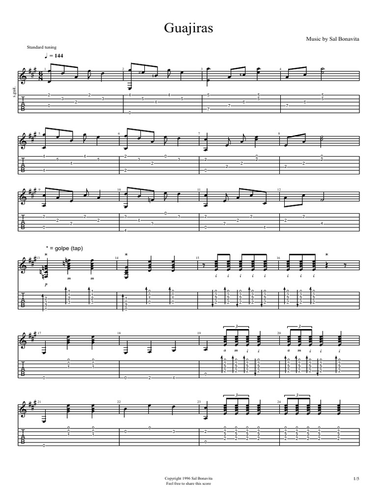 Guajiras: Music by Sal Bonavita | PDF