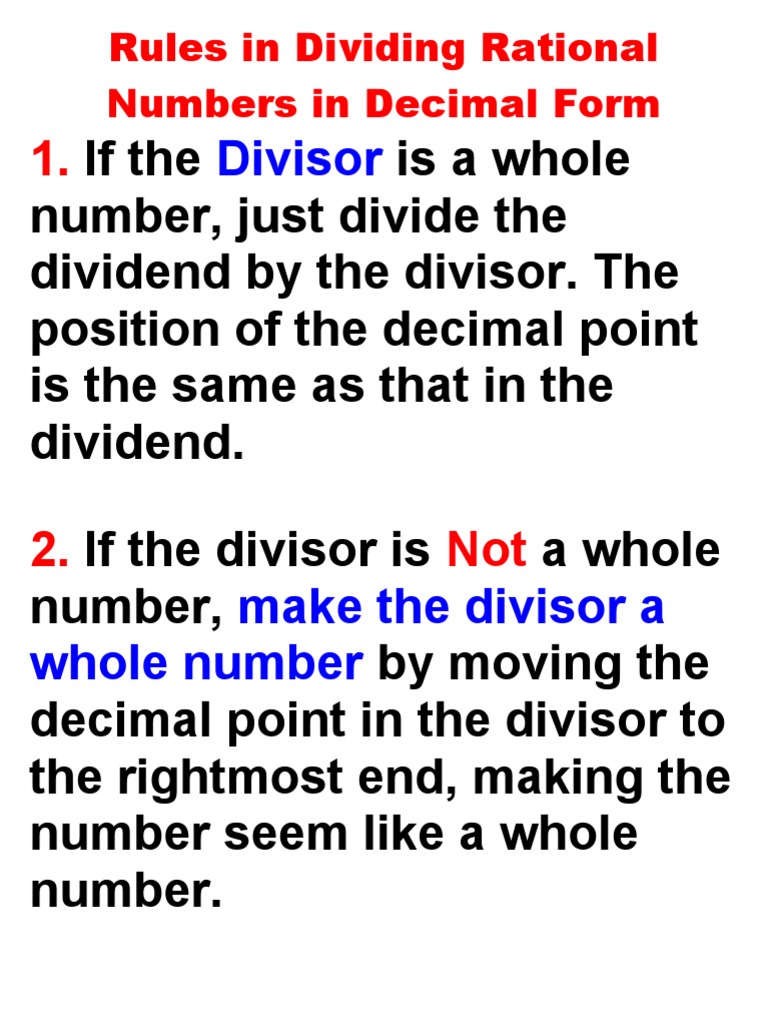 Rules in Dividing Decimal Numbers | PDF