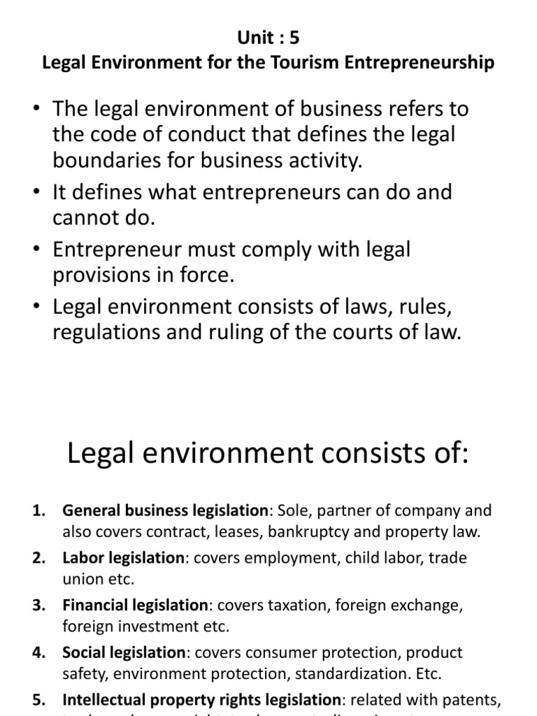 Legal Framework for Tourism Entrepreneurs | PDF | Intellectual Property ...