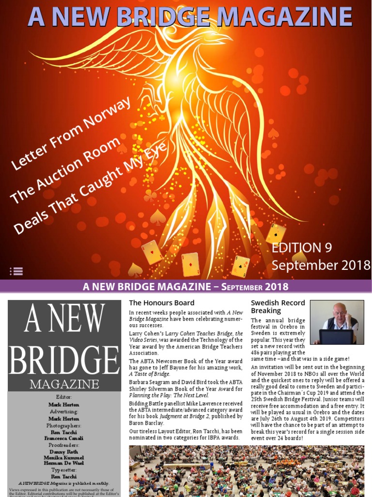 NewBridgeMag - 2018-09 | PDF | Contract Bridge | Card Games
