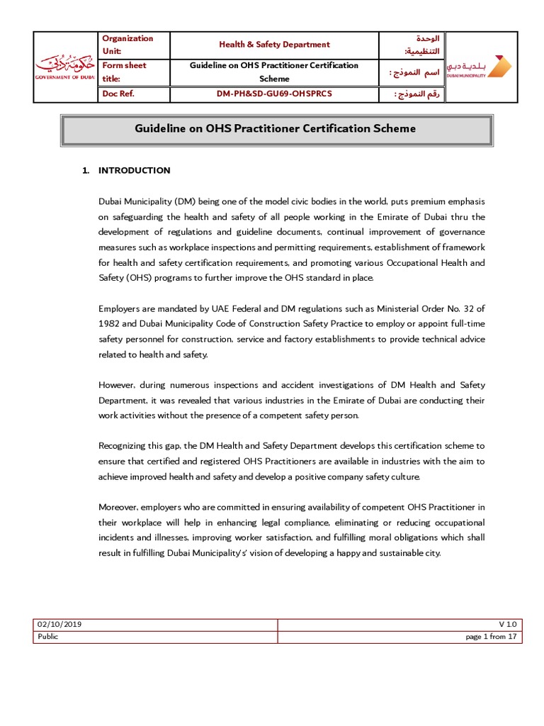 OHS Practitioner Certification Guidelines | PDF | Occupational Safety ...
