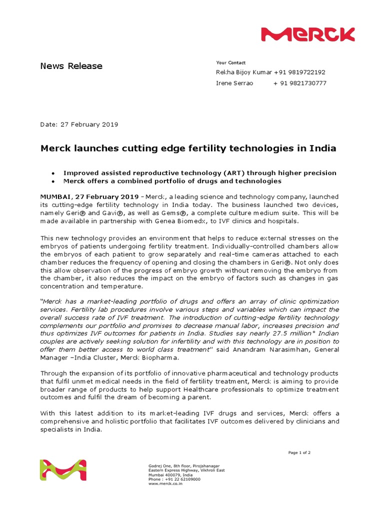 Merck | PDF | In Vitro Fertilisation | Assisted Reproductive Technology