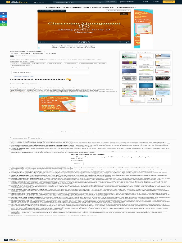 Classroom Management PowerPoint Presentation | PDF | Classroom ...