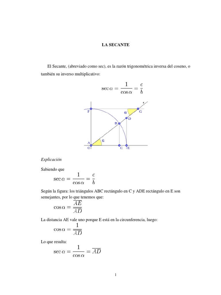 La Secante | PDF | Funciones trigonométricas | Trigonometría