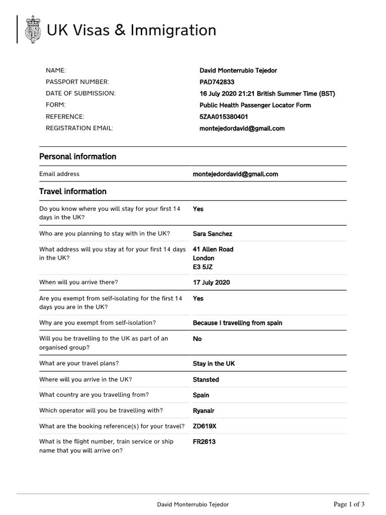 UK Visas & Immigration: Personal Information | PDF | Travel Visa ...