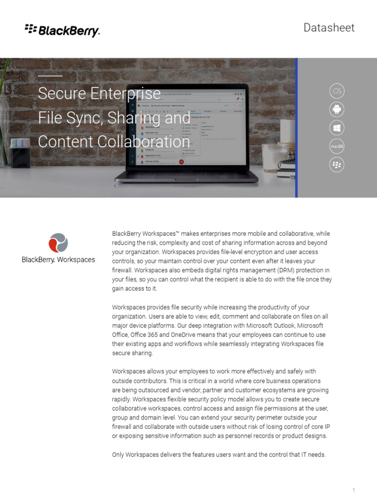 BlackBerry Workspaces Datasheet | PDF | Cloud Computing | Share Point