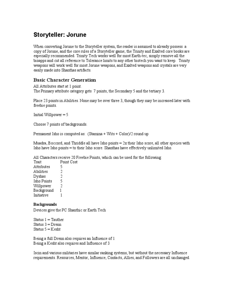 Jorune For The Storyteller System | PDF | Leisure | Nature