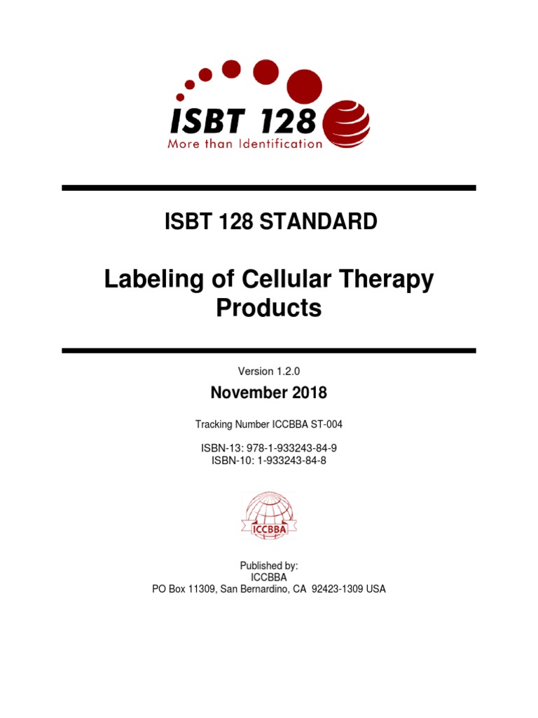 Labeling of Cellular Therapy Products: Isbt 128 Standard | PDF ...