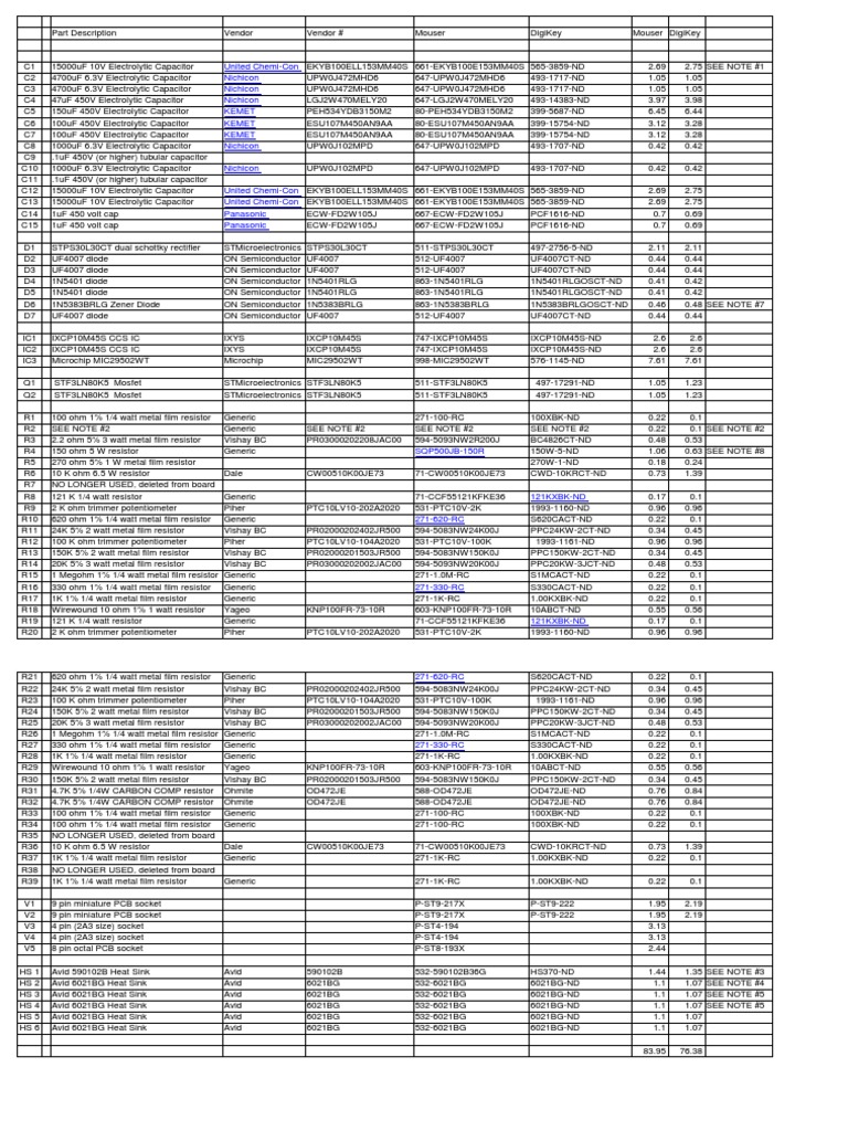 United Chemi-Con Nichicon Nichicon Nichicon Kemet Kemet Kemet Nichicon ...