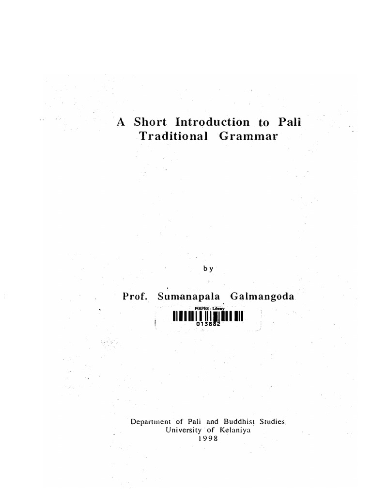 A Short Introduction To Pali Traditional Grammar PDF | PDF | Grammar ...