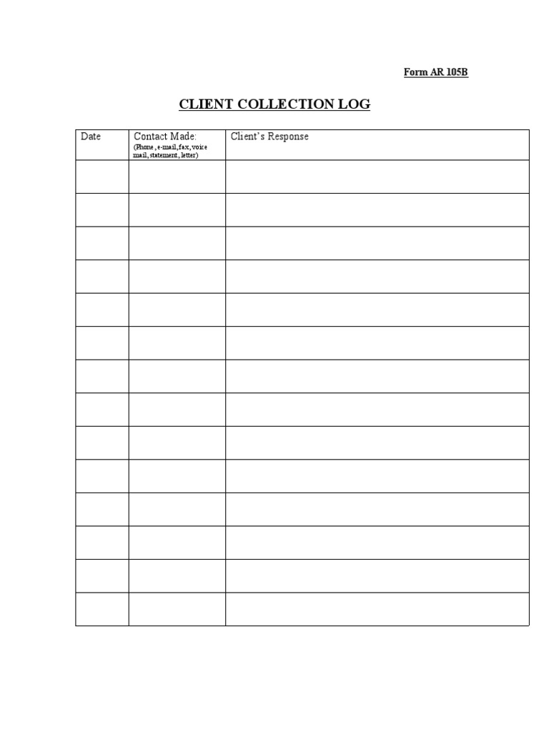Arf-105b Client Collection Log | PDF