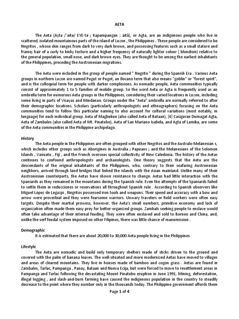 The Aeta (Ayta | PDF