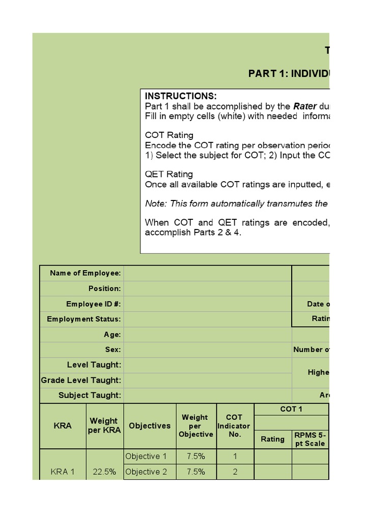IPCRF Part 1-4 PDF | PDF | Competence (Human Resources) | Goal