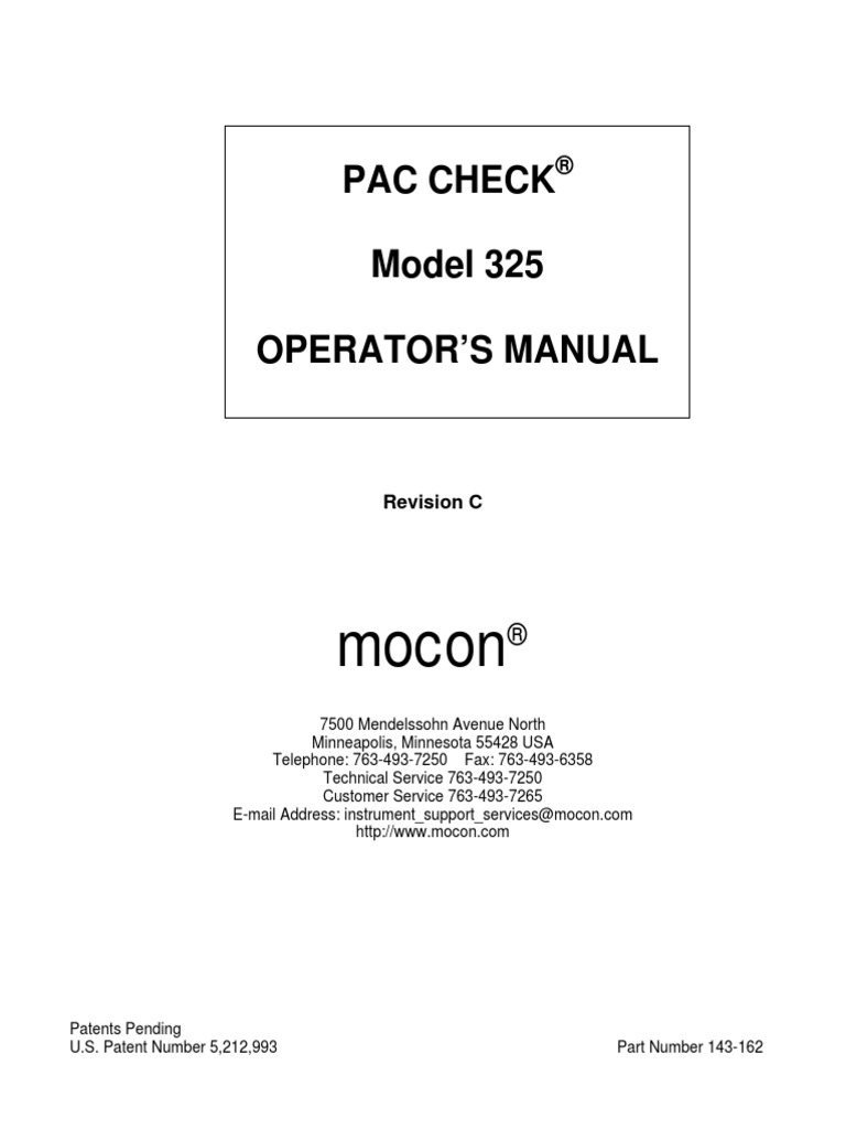 Mocon: Pac Check Model 325 Operator'S Manual | PDF | Battery Charger ...