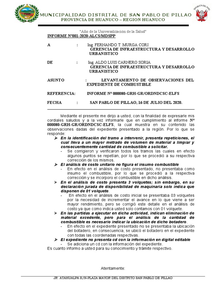 Informe de Levantamiento de Observaciones | PDF | Business | Science