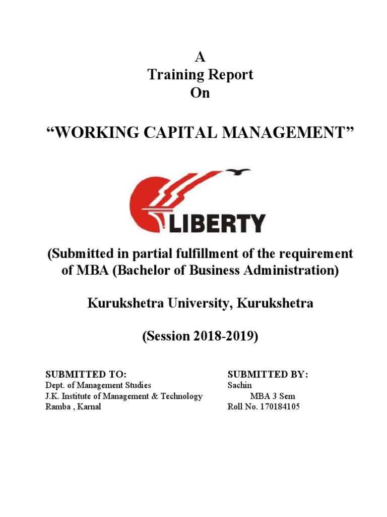"Working Capital Management": A Training Report On | PDF