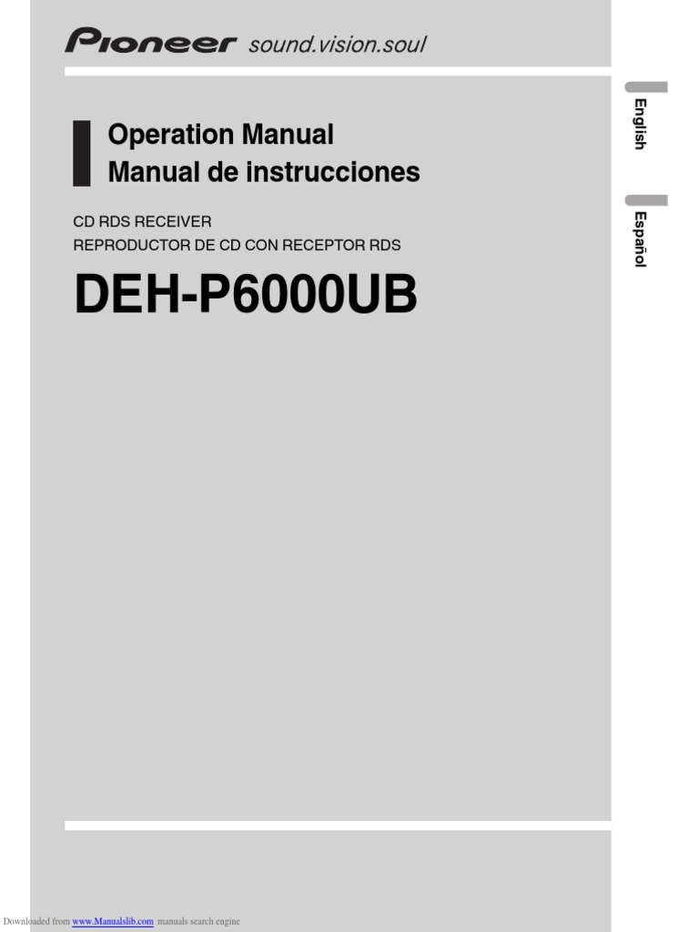 DEH-P6000UB: Operation Manual Manual de Instrucciones | PDF | I Pod | Equalization (Audio)