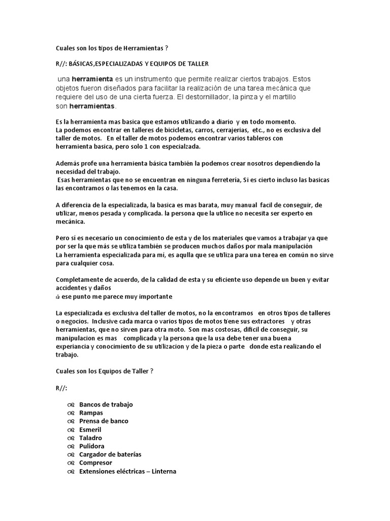 Cuales Son Los Tipos de Herramientas | PDF | Herramientas | Tornillo