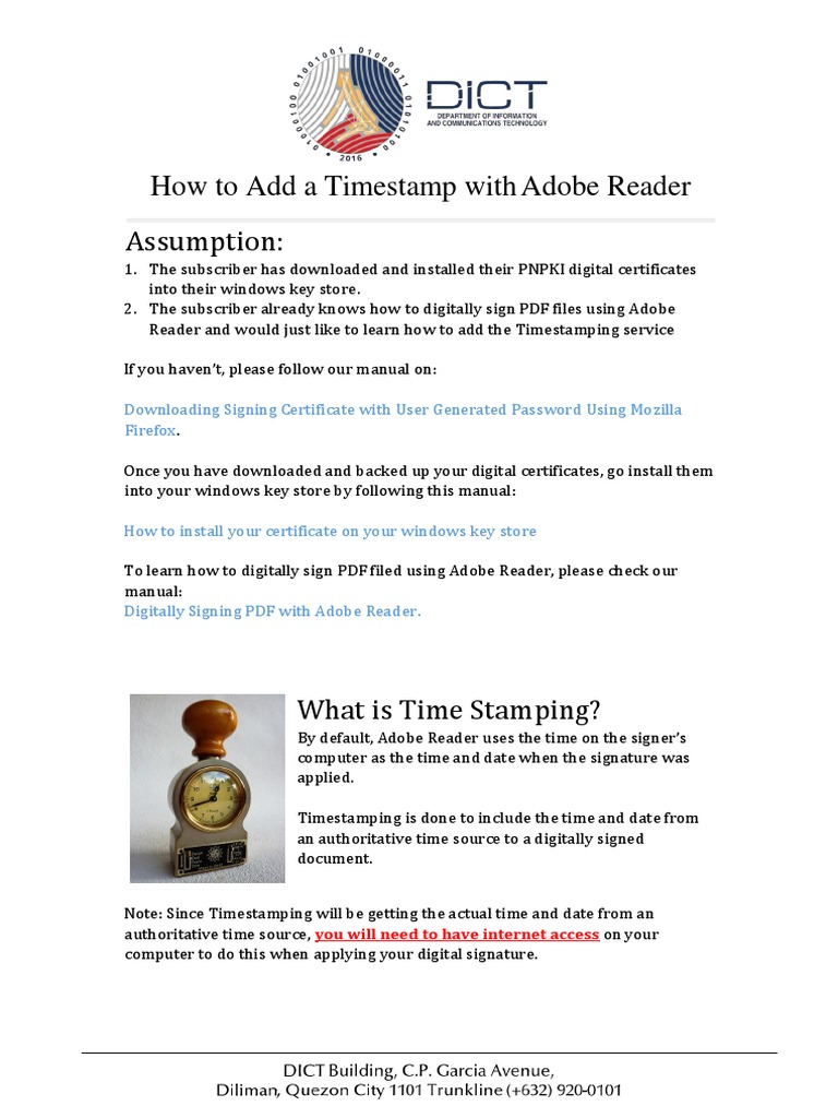 Add Timestamp to PDF in Adobe Reader | PDF | Public Key Certificate ...